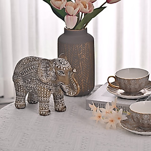 TERESA'S COLLECTIONS Boho Elephant Decor, Elephant Statues Brings Good Luck for Home Decor, Elephant Figurines Resin for Bookshelf, Living Room, Centerpiece Home Decorations Gifts for Mom, 6.3"