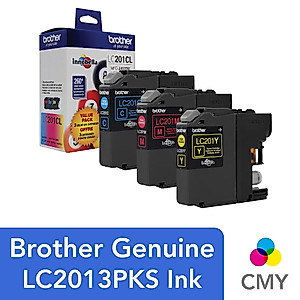 Brother Genuine Standard Yield Color Ink Cartridges, LC2013PKS, Replacement Color Ink Three Pack, Includes 1 Cartridge Each of Cyan, Magenta & Yellow, Page Yield Up To 260 Pages/cartridge,Magenta, Cyan, Yellow