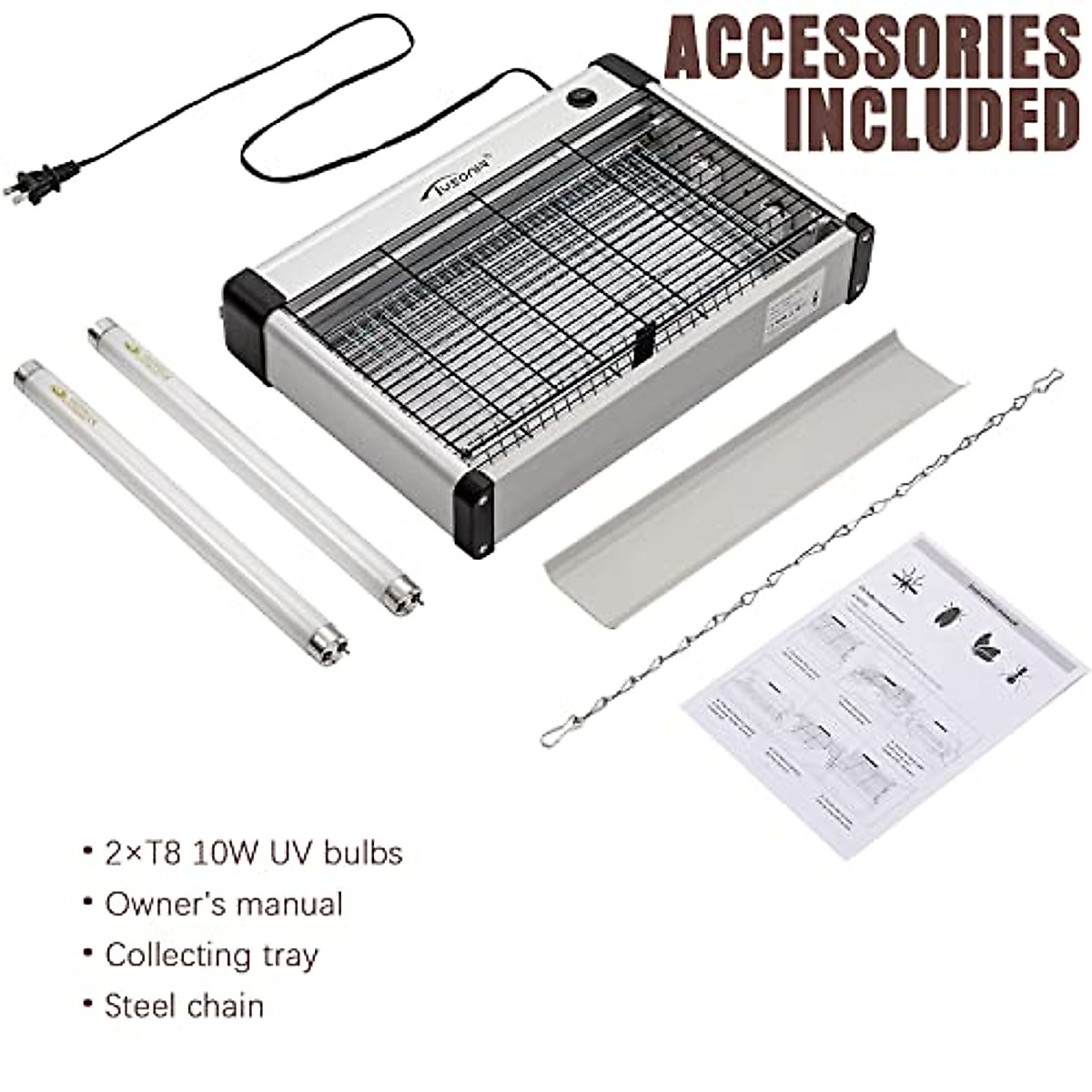 Electric Bug Zapper Indoor, Upgraded 2PCS UV Light, Modern and Stylish Fly Zapper, Fly Trap Up to 2000 Sq Ft, Fly Mosquito Insect Zapper for Home Kitchen Restaurant Bakery Balcony Patio Office