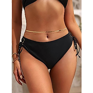 18K Gold Plated Waist Chain Summer Bikini Belly Chain Layered Herringbone Snake Belly Chains for the Waist Adjustable Plus Size Sexy Body Waist Chains for Women 27.5-37.3Inch (Simple Herringbone)