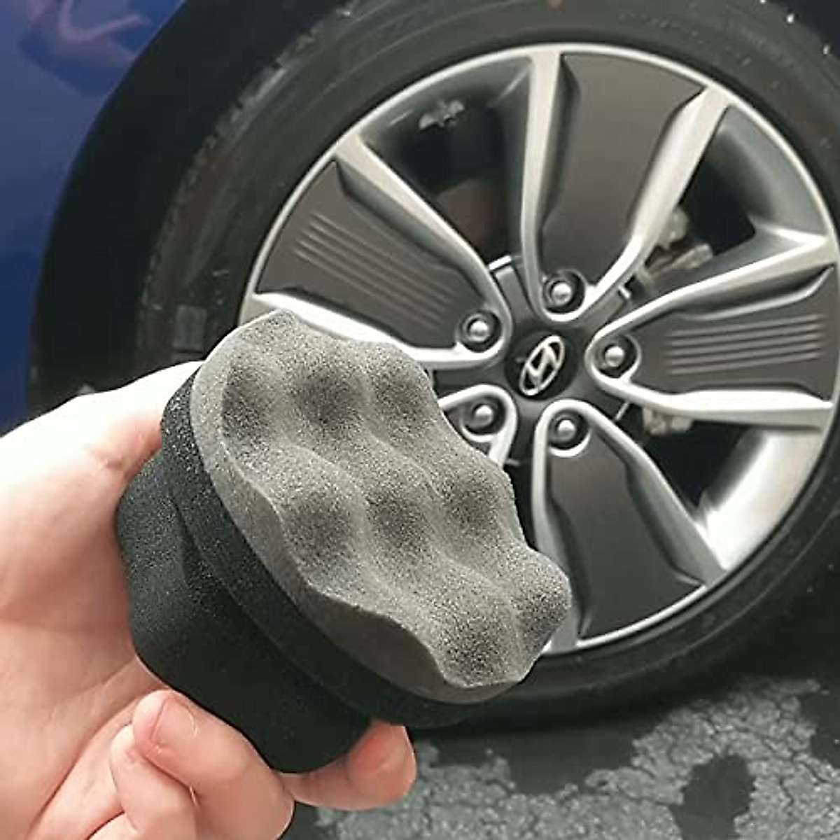 IPELY 2 Pack Large Tire Shine Applicator Pad, Durable and Reusable Hex-Grip Tire Dressing Applicator Pad for Applying Tire Shine
