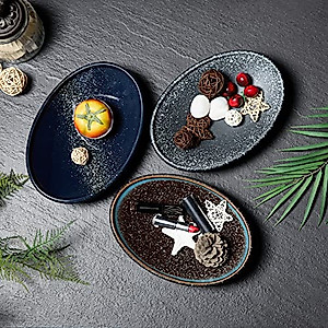 VOMANA Oval Ceramic Decorative Bowl, Key Dish for Entryway Table, Small Home Decor Accent, Ring Holder Jewelry Tray, Trinket Tray for Office Home Decor Gift (10'' Snowflake Gray without Glaze Layer)