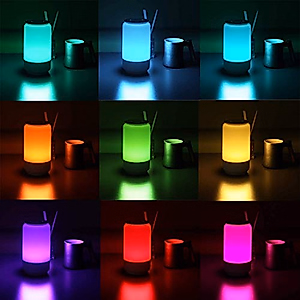 LED Lamps for Bedroom, HUGOAI Bedside Lamp, Tunable Warm to Cool White Lights, Dimmable Brightness and RGB Color Changing LED Table Lamps, Night Light Mode, White