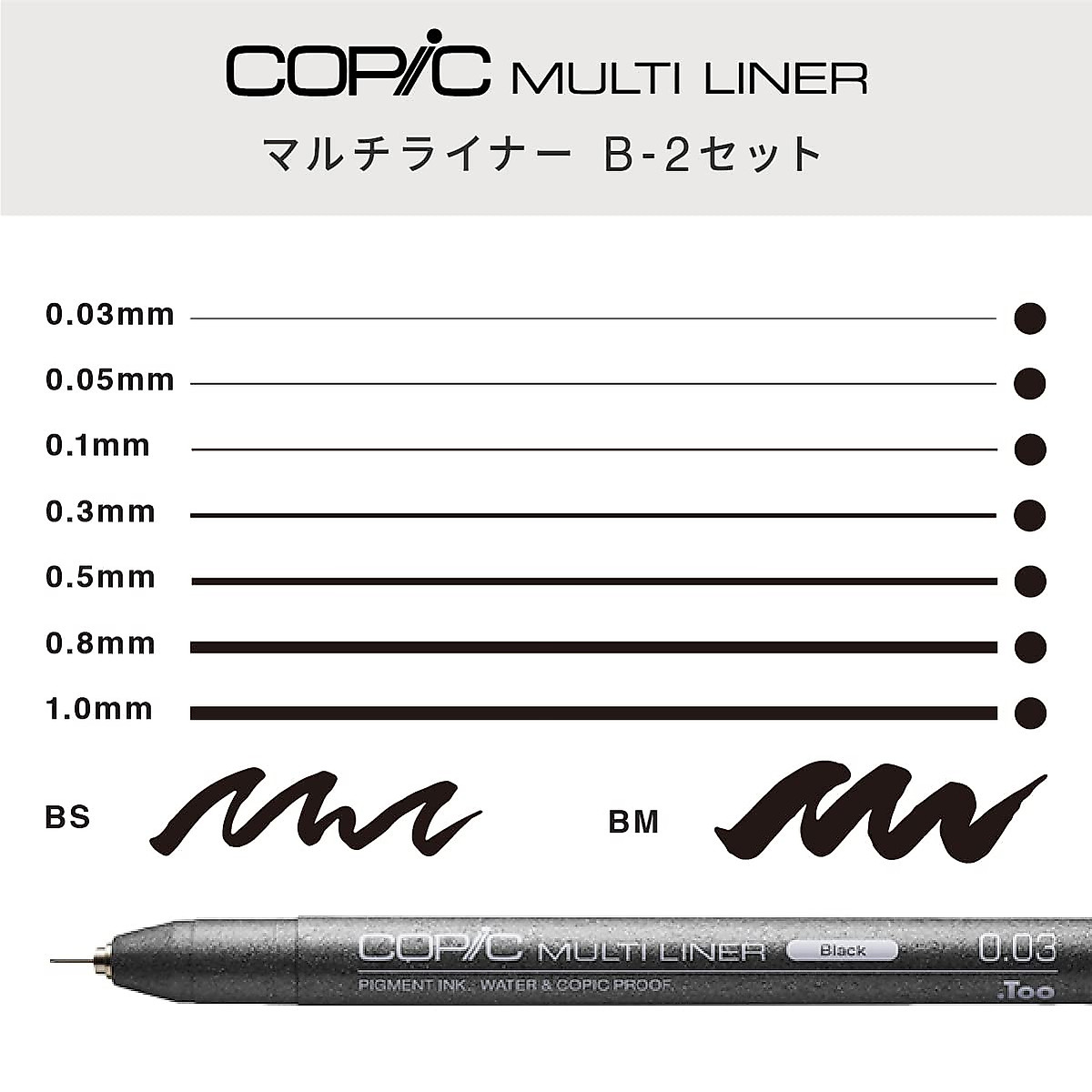 Copic Markers 9-Piece Multiliner Inking Pen Set B-2, Black (MLB2)