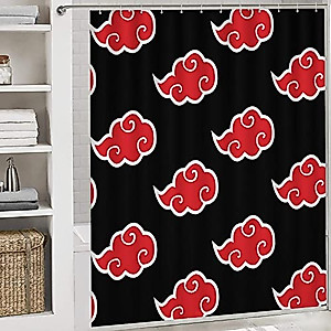 4 Piece Anime Shower Curtain Set, Bathroom Decor Sets with Waterproof Shower Curtain, Non-Slip Soft Flannel Rugs, Toilet Lid Cover, Bath Mat and 12 Hooks (70.9 X 70.9 Inch)