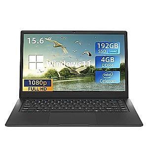 Laptop 15.6 Inch 4GB DDR 192G Memory, Windows 11 with Intel N3450 Up to 2.2 GHz, HD IPS Display, Thin & Light Notebook PC, USB3.0, Mini HDMI, 10000mAh Battery,WPS Built-in