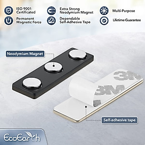 EcoEarth Name Tag Magnets (10 Badge Holder Magnets, 1.75 x 0.5 inches), Name Tag Magnet Backs w/ 3 Extra-Strong Neodymium Magnets for ID Badge Holders