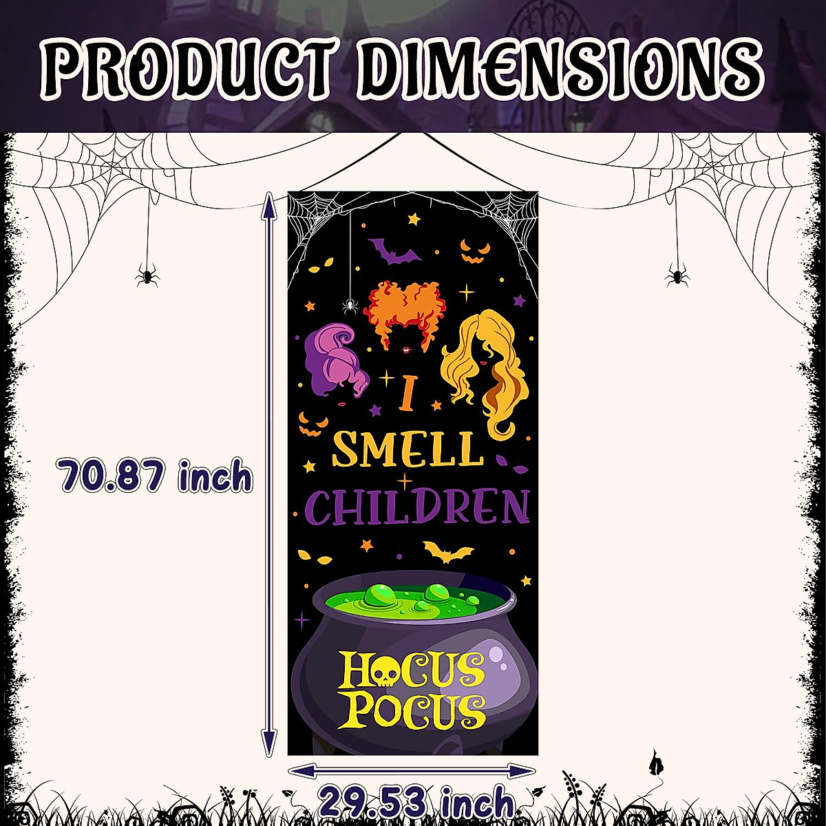 Hocus Pocus Halloween Door Cover - Spooky Party Decorations
