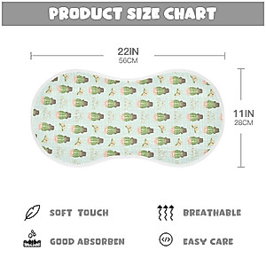 Kigai Cute Cactus Muslin Baby Burp Cloths - Super Absorbent and Soft Burping Rags - Cotton Burp Clothes Set for Boys and Girls, 4 Pack