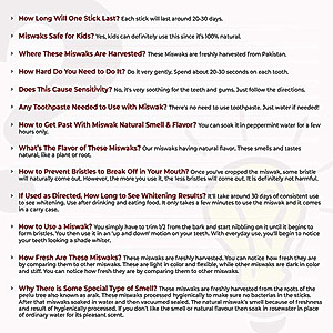 GOWO 3 Pack Miswak Sticks and Holders - Natural Teeth Whitening Kit - Natural Toothbrush - No Toothpaste Needed - Herbal Teeth Whitener and Breath Freshener - (Includes 3 Sticks and 3 Holders)