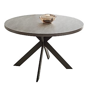 Zerifevni 47" Round Dining Table Set, Mid Century Modern Round Dining Table for 4-6 Person, Steel Legs, Leisure Coffee Table for Kitchen Dining Room, Save Space