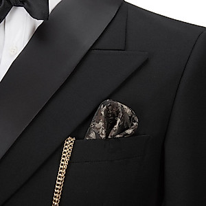 LILIS Mens 2 Piece Suit Slim Fit One Button Solid Formal Wedding Tux Blazer & Pants Black, 40-41