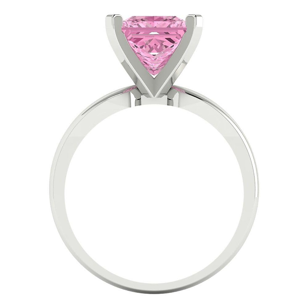 Clara Pucci 2.50ct Princess Cut Solitaire Pink Simulated Diamond Excellent Engagement Bridal Promise Anniversary Ring 18K White Gold 5