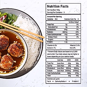 Asiadeli Rice Vermicelli, Premium Rice Noodles, Vietnamese Bun Tuoi for Asian Food - 10.5 oz. (Pack of 3 Bags)