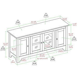 Walker Edison Wood Universal TV Stand with Storage Cabinets for TV's up to 58" Flat Screen Living Room Entertainment Center, White, White
