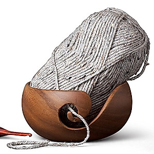Furls Handmade Wooden Yarn Bowl for Knitting and Crochet (6"x6"x2.75") in Rosewood