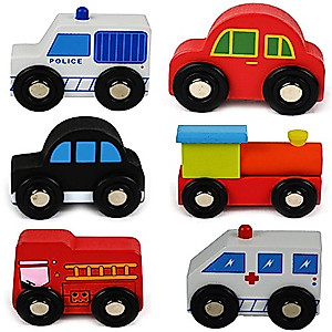 NIMNIK Wooden Cars for Toddlers Bus Engine Emergency Vehicles | Small Cars, Mini Transportation Vehicles | Educational Toy for Early Learning for 3-10 Year Olds