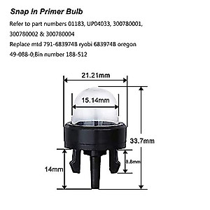 HPENP 16 Feet 4 Sizes Fuel Line Hose with Snap in Primer Bulb,Primer Pouland Bulb Fuel Filter Fit for Zama Stihl Poulan Weedeater Craftsman Husqvarna Trimmer Chainsaw Blower