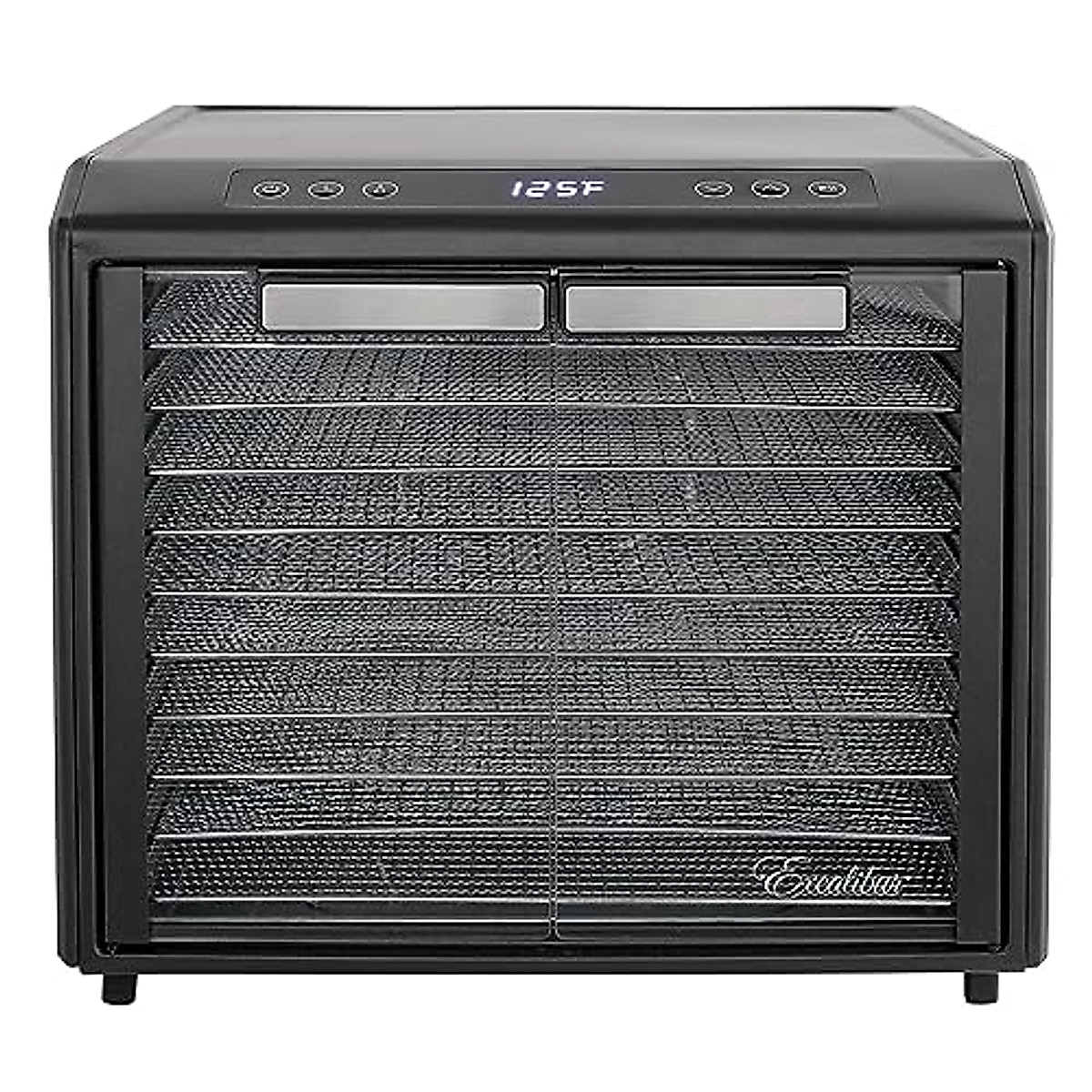 Excalibur Electric Food Dehydrator Select Series 10-Tray with Adjustable Temperature Control Includes Chrome Plated Drying Trays Stainless Steel Construction and Glass French Doors, 800-Watts, Black