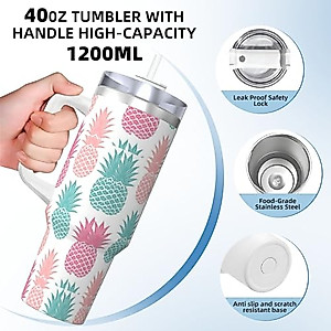 HULIBIN Colored pineapple Print Double Deck Stainless Steel Travel Coffee Cup With Lid 40 Oz Ice Bully Cup