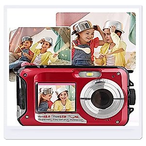 TOUMENY Waterproof Digital Camera, Full Hd 2.7K 48Mp16X Digital Zoom Video Recorder, Self-Timer Dual Screen