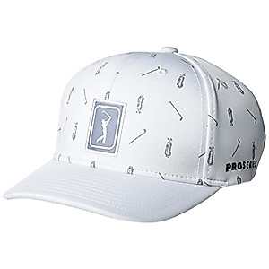 PGA TOUR Men's Standard Golf Print Cap, Bright White, One Size