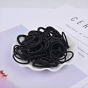 Driew Small Hair Ties, 200 pcs Mini Black Hair Ties Tiny Ponytail Holder Soft Elastic Rubber Bands Black