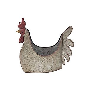 Deco 79 Metal Rooster Indoor Outdoor Planter, 12" x 8" x 16", Gray