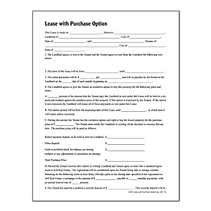 Adams Lease with Purchase Option Forms, Includes Downloadable, Fillable Digital Forms, White (LF237)