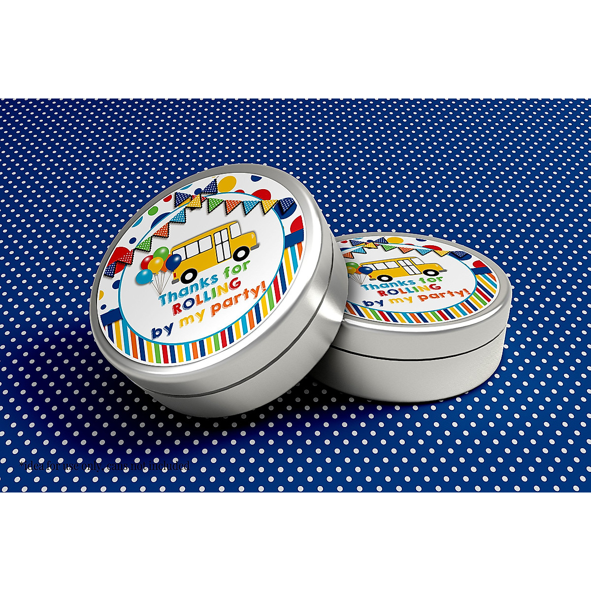 Wheels On The Bus Thank You Sticker Labels, 40 2" Party Circle Stickers by AmandaCreation, Great for Party Favors, Envelope Seals & Goodie Bags