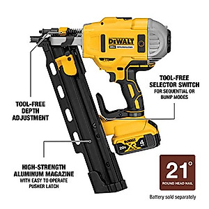 DEWALT 20V MAX* Framing Nailer, 21-Degree, Plastic Collated, Tool Only (DCN21PLB)
