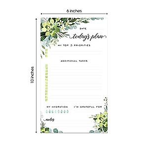 Boho Greenery Sticky Note Daily to-Do Planner - 50 Pages for Daily Tasks, Notes, Scheduling and Water Intake (6" x 10")