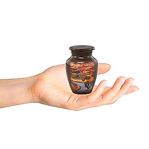 Motorcycle Keepsake Urn - Motorcycle Mini Cremation Urn for Ashes - Highway to Heaven Token Urn - Motorcycle Lovers Sharing Urn - Bikers Memorial Mini Ash Urn with Velvet Pouch & Case (Keepsake)