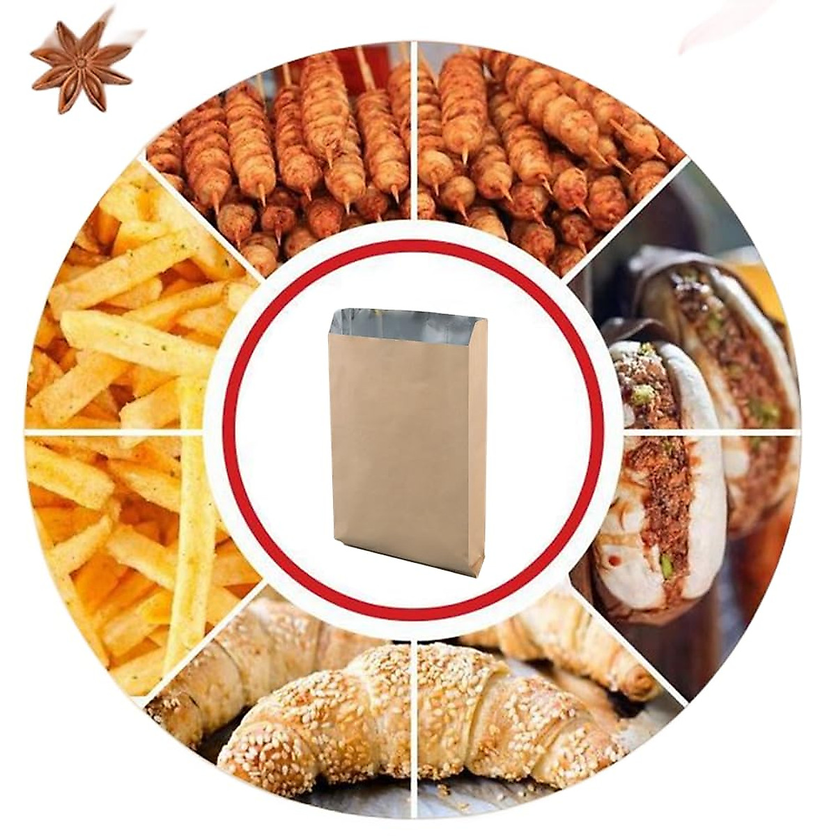 100 Pcs Aluminum Foil Hamburger Sleeves Small,Aluminum Foil Hot Dog Bags,Grease Resistant Serving Snack Bags For hot dogs, hamburgers, sandwiches, bagels (Brown)