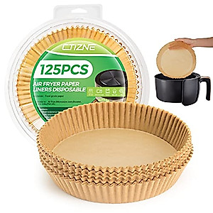 Air Fryer Disposable Paper Liners: 125Pcs 8In Parchment Paper Food Grade Baking Liner for 5-8 QT Airfryer Basket