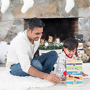 Melissa & Doug First Play Wooden Safari Zig-Zag Tower with 4 Rolling Pieces