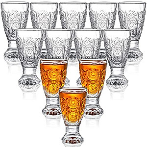 Nicunom 12 Pack Shot Glasses, 1.6 Oz Carved Shot Glass with Heavy Base, Round Shot Glasses Bulk, Lead-free Clear Shot Glass for Vodka, Whiskey, Tequila, Liquor, Espresso