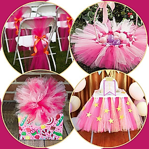 Fuchsia Tulle Fabric Roll 6 Inch by 100 Yards (300 feet) Sheer Tulle Ribbon for Halloween Party Decorations Tutu Gift Wrapping Valentine's Day Table Skirt Wedding DIY Crafts