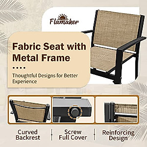 Flamaker 4 Pieces Patio Furniture Outdoor Furniture Set Textilene Bistro Set Modern Conversation Set Black Bistro Set with Loveseat Tea Table for Home, Lawn and Balcony (Yellow)