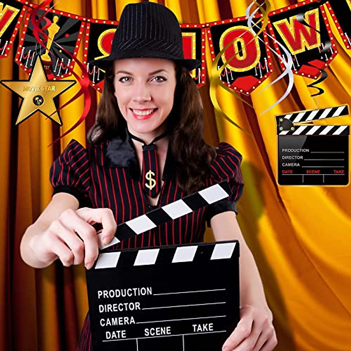 45 Pieces Movie Night Decorations Party Decorations Kit Now Showing Banner Hanging Swirls Movie Theater Themed for Bridal Shower Birthday Party Supplies Film Backdrop