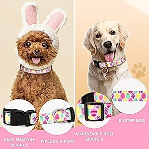 Blahhey Easter Dog Collar for Small Medium Large Dogs, Adjustable Comfortable Dog Collar with Plastic Buckle, Easter Gift for Your Dogs, Cats, Pets, Easter Egg, Rabbit Pendant