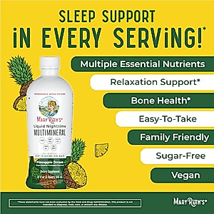 Nighttime Liquid Multimineral Sleep Supplement | Sugar Free | Calm Magnesium Citrate Sleep | NO Melatonin | Calcium Magnesium Zinc | Available in 4 Flavors | Vegan | Gluten Free | 32 Servings