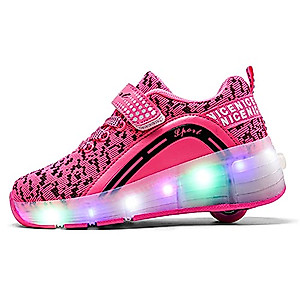 Nsasy Roller Shoes Girls Boys Wheels Sneakers Led Light up Sport shoes Roller Skates Best Gift