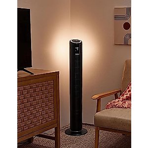 HOLMES 42" Digital Tower Fan with Accent Light, ClearRead Display, High/Low Brightness Level, 90° Oscillation, 5 Speeds, 4 Modes, 8-Hour Timer, Home, Bedroom or Office, Remote Control, Matte Black