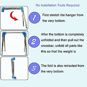 Portable Travel Garment Rack, Stainless Steel Foldable Clothes Rack, Extra Compact and Lightweight, Collapsible Mini Drying Clothes Rack with 6pcs S Hook and 6pcs Clothes Clip for Camping, Laundry