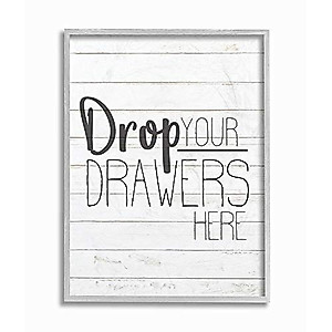 Stupell Industries Drop Your Drawers Bathroom Laundry Black and White Design Prints, Multi-Color