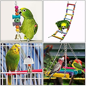 VolksRose Bird Swing Toys 10 Packs, Parrot Hammock Bell Toys Parrot Cage Toy Bird Perch with Wood Beads Hanging for Small Parakeets, Cockatiels, Conures, Budgie, Macaws, Parrots, Mynah, Love Birds