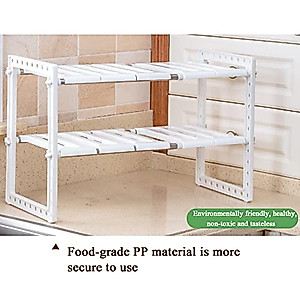 LEAYAN Under Sink Storage Storage Shelf for Bathroom Kitchen, Bathroom Under Sink Organizers and Storage Multi-Purpose Shelves for Kitchen Under Sink Rack Shelf, White 60x26x38cm
