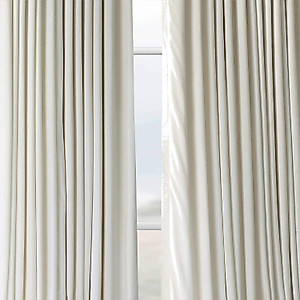 HPD Half Price Drapes Extra Wide Grommet Blackout Velvet Curtains 96 Inches Long Heat & Full Light Blocking Blackout Curtains for Bedroom & Living Room (1 Panel), 100W x 96L, Off White