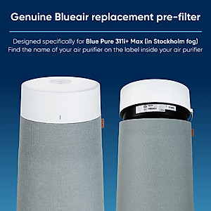 BLUEAIR Genuine Pre-Filter Blue Pure 311i+ Max Air Purifier, Washable Fabric, Fog Grey, Medium